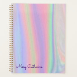 Holographic pink homework planner | Zazzle
