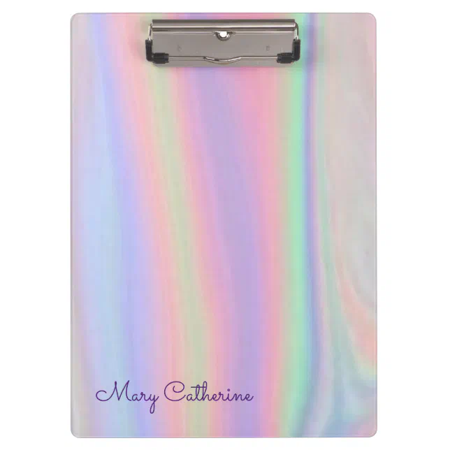 Holographic Pink Personalized Clipboard | Zazzle