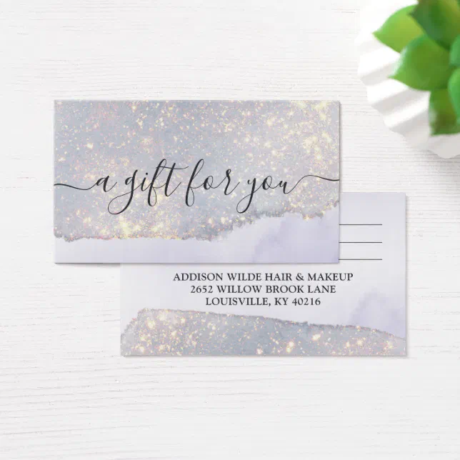 Holographic Purple Glitter Luxe Glitter Gift Card | Zazzle