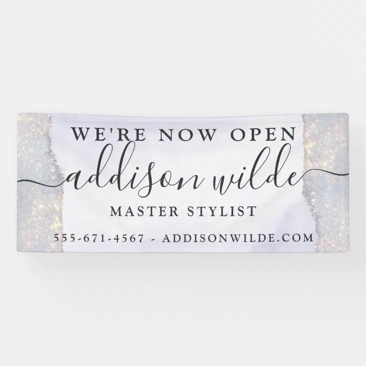 Holographic Purple Glitter Luxury Glam Business Banner | Zazzle