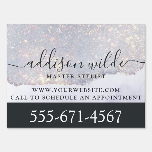 Holographic Purple Glitter Luxury Glam Business Sign | Zazzle
