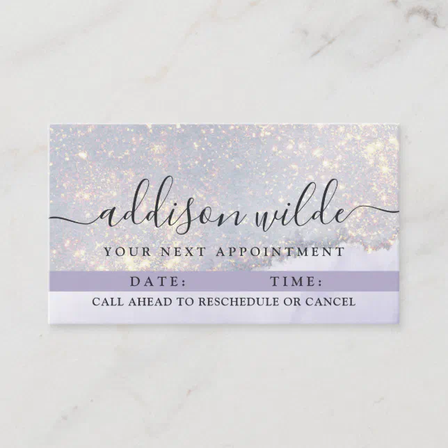 Holographic Purple Glitter Luxury Glam Iridescent Appointment Card | Zazzle