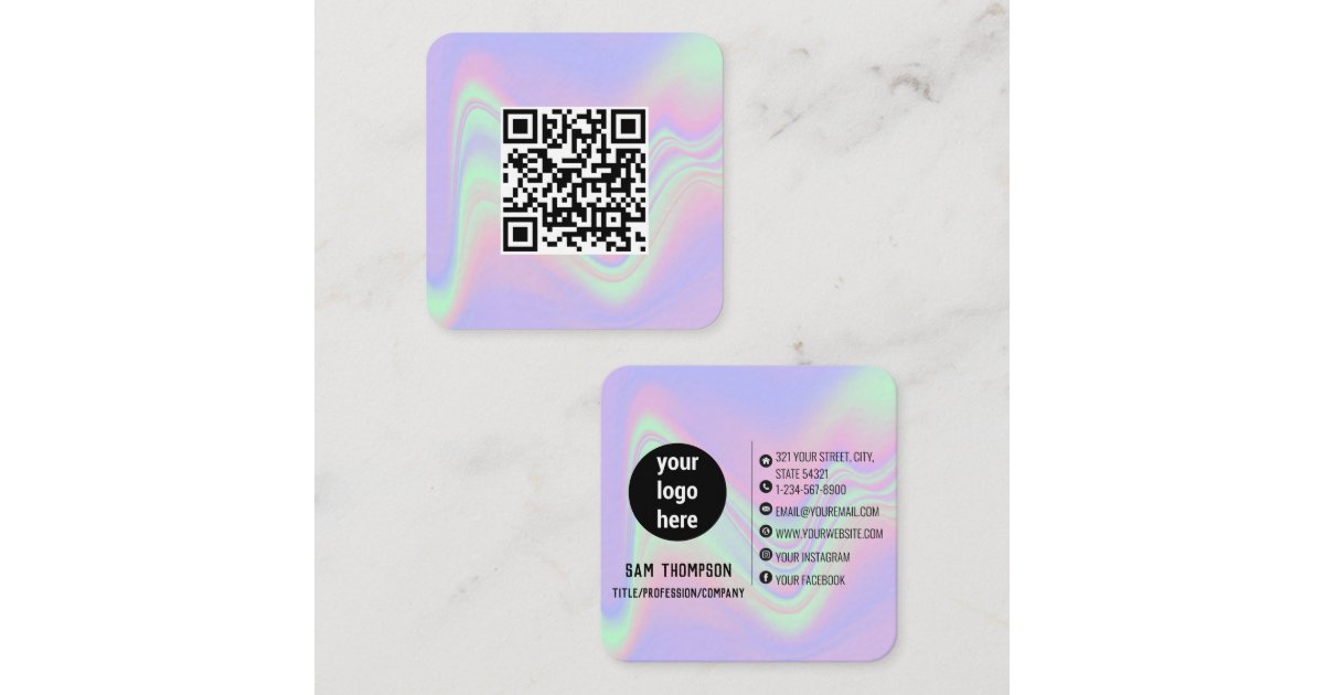 Holographic QR Code Business Logo Business Card | Zazzle