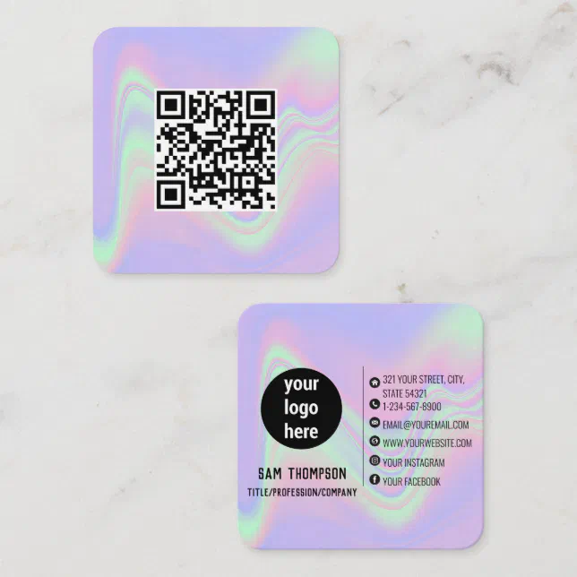 Holographic QR Code Business Logo Business Card | Zazzle