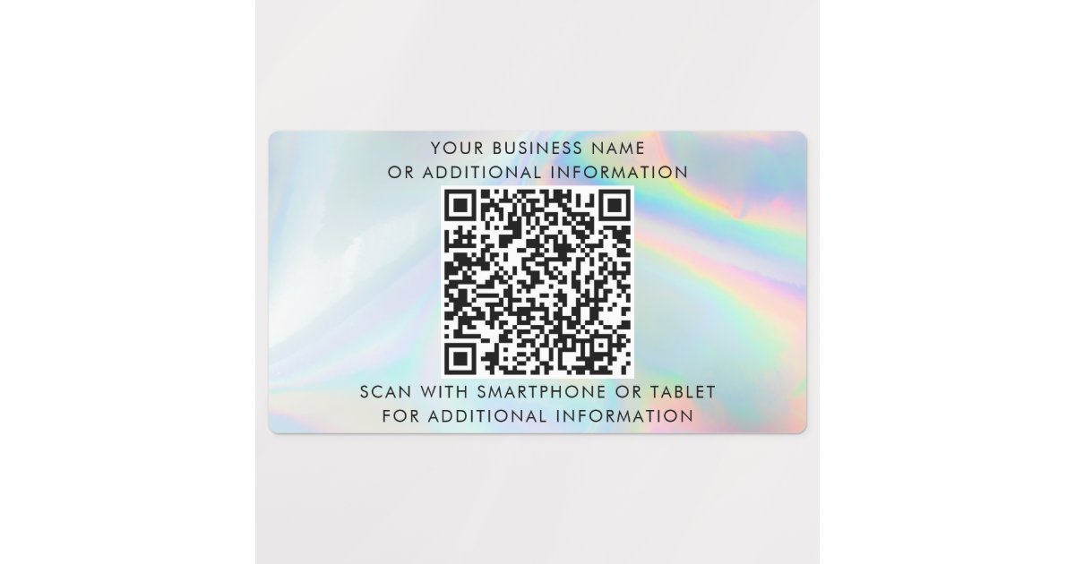 Holographic QR Code Business Name Custom Labels | Zazzle