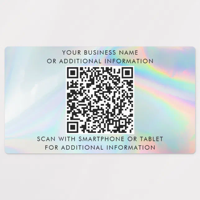 Holographic QR Code Business Name Custom Labels | Zazzle