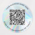 Holographic QR Code Business Name Custom Labels | Zazzle