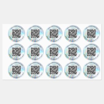 Holographic QR Code Business Name Custom Labels | Zazzle