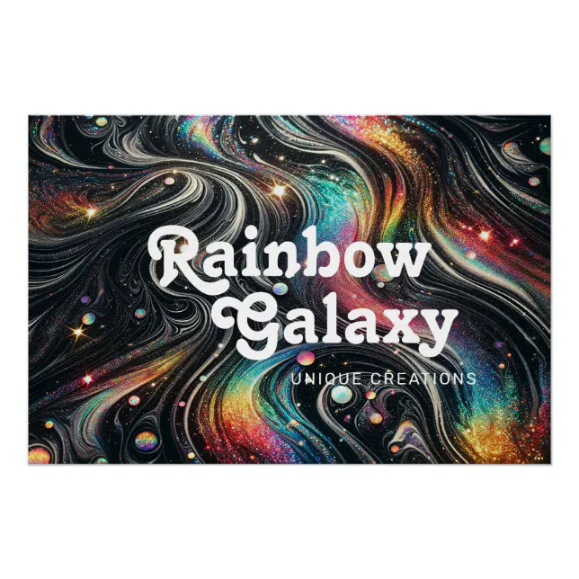 Holographic Rainbow Glitter 70s Galactic Creative Poster | Zazzle