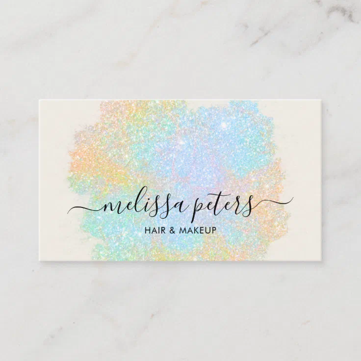Holographic Script Modern Glitter Sparkle Business Card | Zazzle
