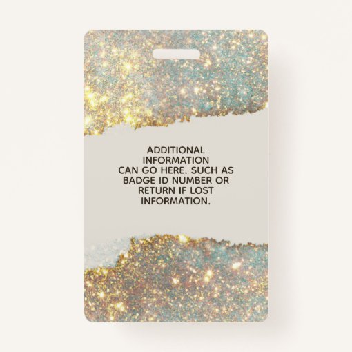 Holographic Signature Script Chic Glitter Salon ID Badge | Zazzle