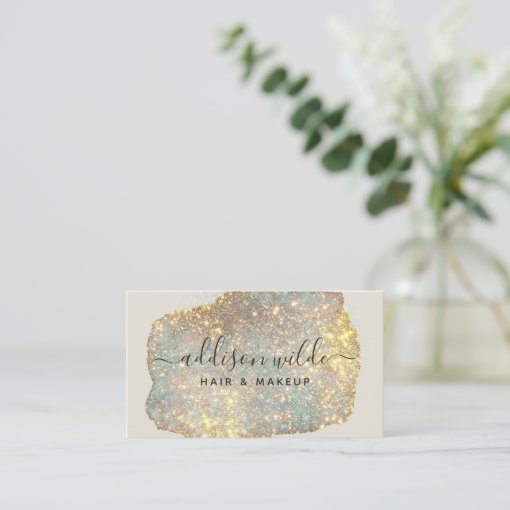 Holographic Signature Script Modern Glam Glitter Business Card | Zazzle