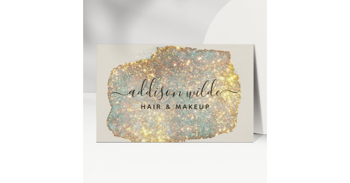 Holographic Signature Script Modern Glam Glitter Business Card | Zazzle