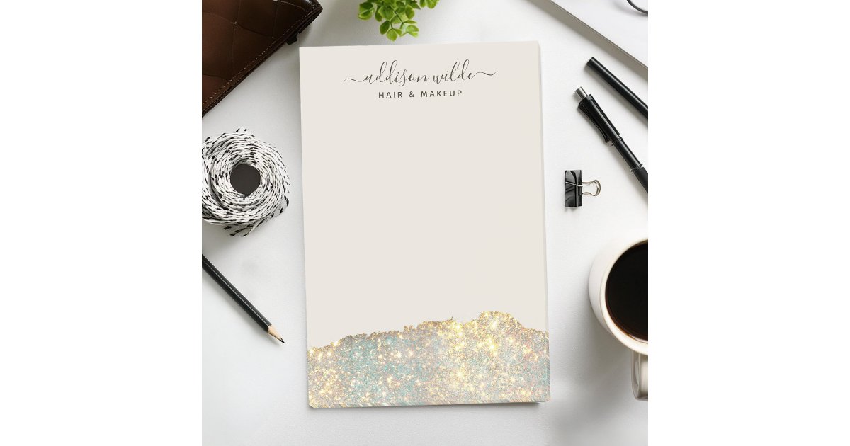 Holographic Signature Script Modern Glam Glitter Post-it Notes | Zazzle
