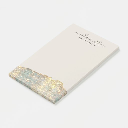 Holographic Signature Script Modern Glam Glitter Post-it Notes | Zazzle