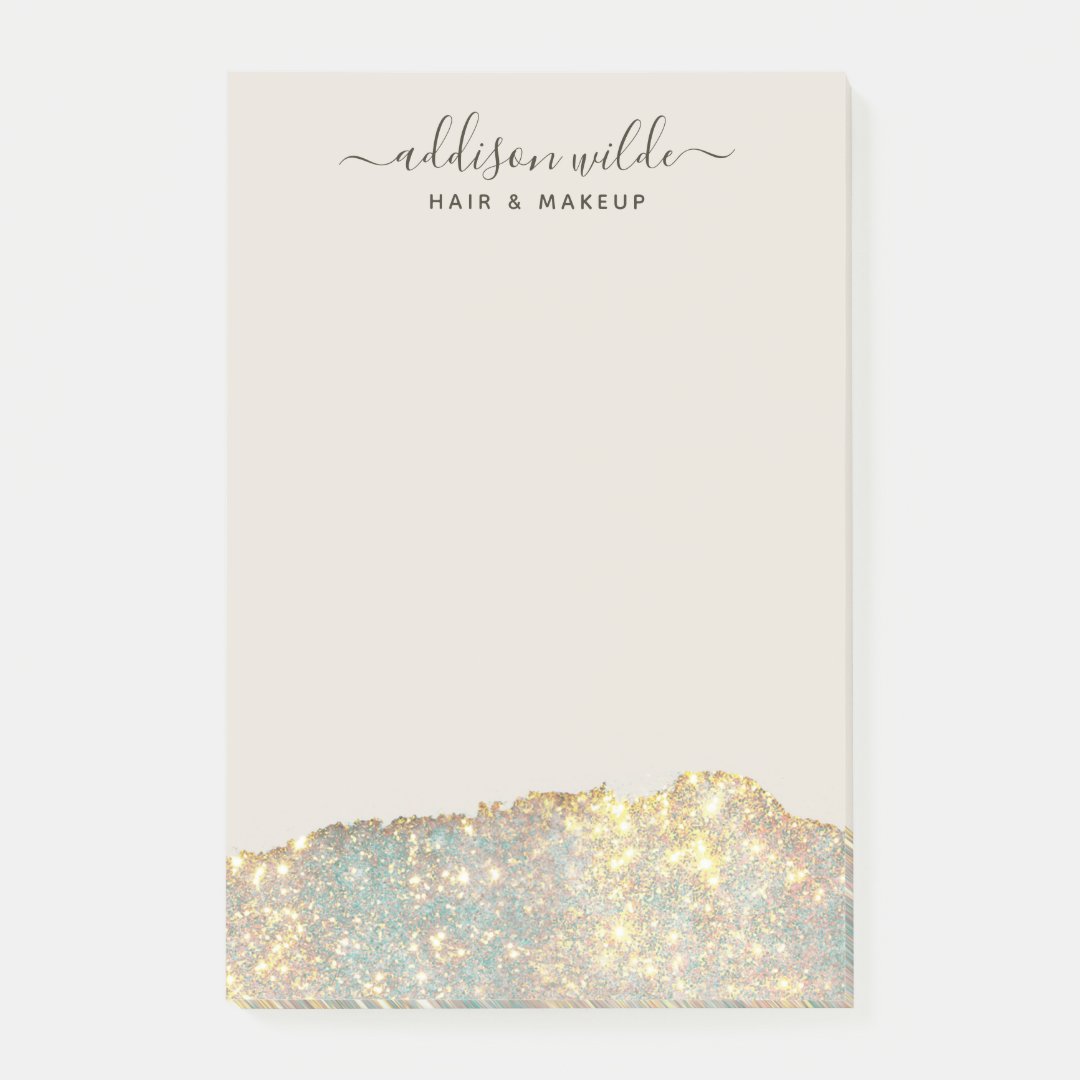 Holographic Signature Script Modern Glam Glitter Post-it Notes | Zazzle