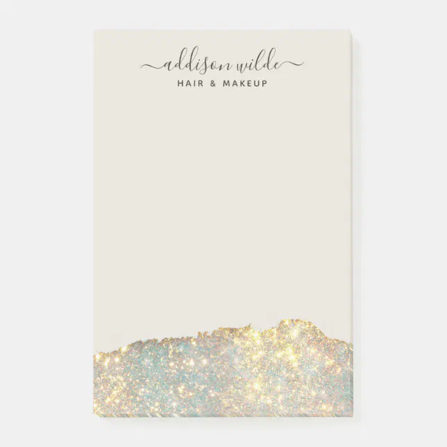Holographic Signature Script Modern Glam Glitter Post-it Notes | Zazzle