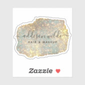 Holographic Signature Script Modern Glam Glitter Sticker | Zazzle