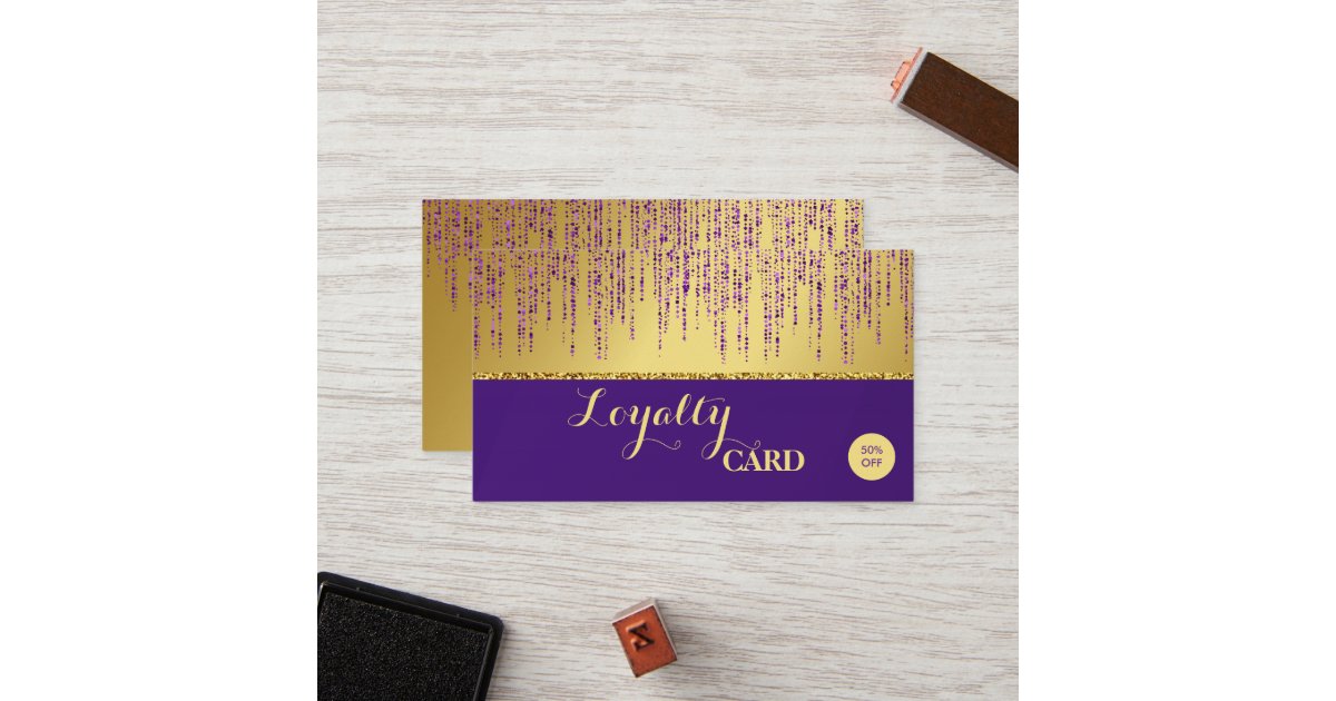 Holographic Signature Script Modern Gold Glitter Loyalty Card | Zazzle