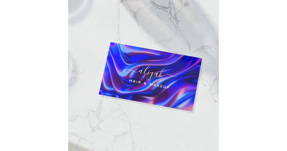 Holographic Signature Script With QR Code Business Card | Zazzle