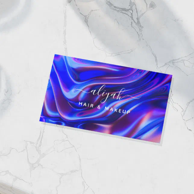Holographic Signature Script With QR Code Business Card | Zazzle