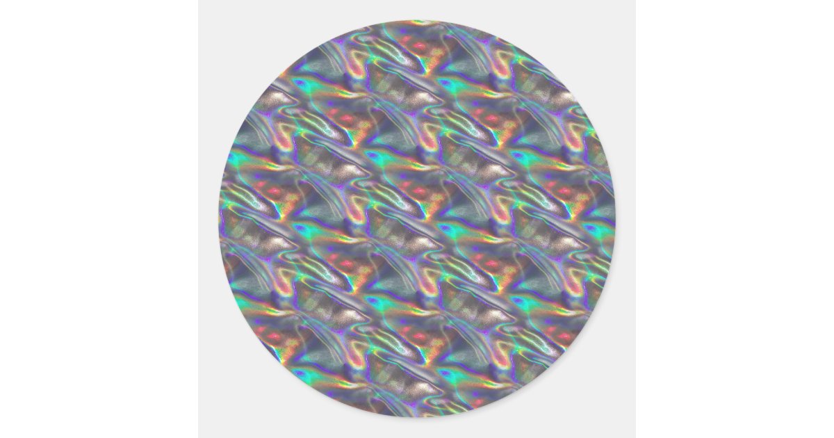 holographic silver classic round sticker | Zazzle