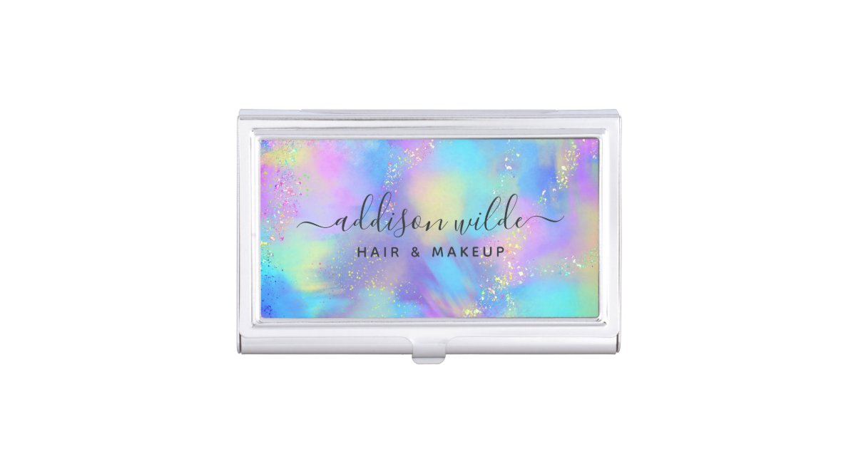 Holographic Sparkle Opal Iridescent Business Card Case | Zazzle