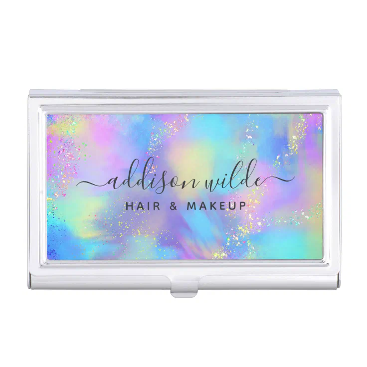 Holographic Sparkle Opal Iridescent Business Card Case | Zazzle
