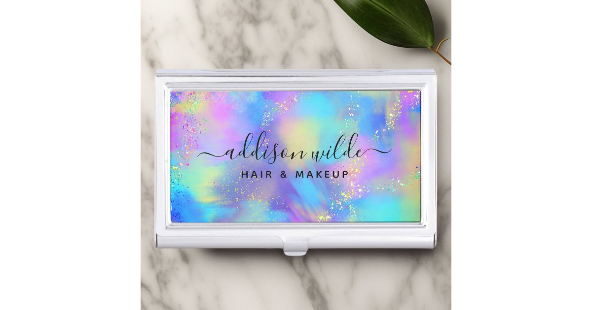 Holographic Sparkle Opal Iridescent Business Card Case | Zazzle