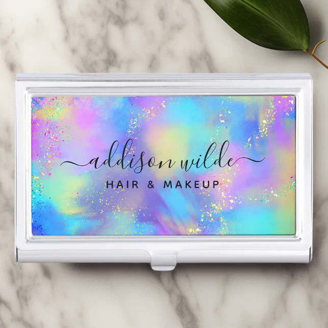 Holographic Sparkle Opal Iridescent Business Card Case | Zazzle