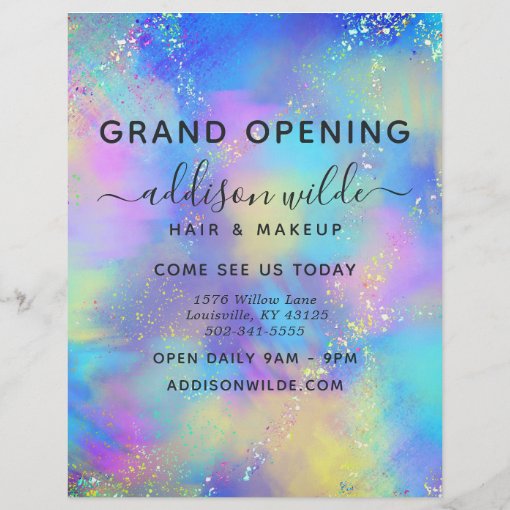 Holographic Sparkle Opal Iridescent Business Flyer | Zazzle