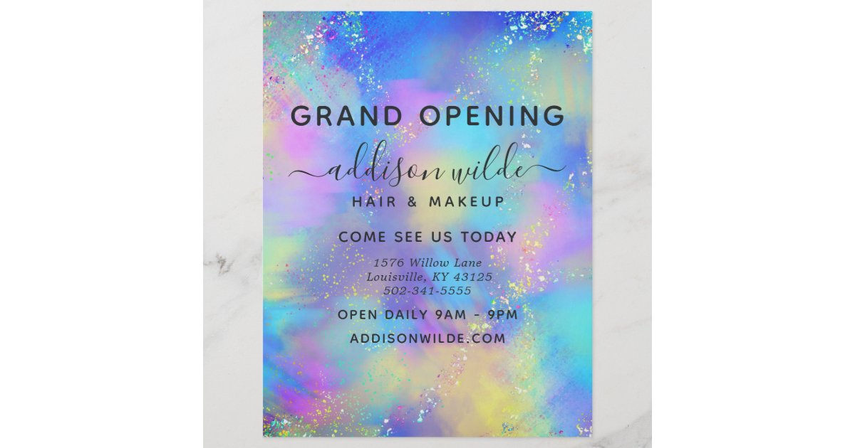 Holographic Sparkle Opal Iridescent Business Flyer | Zazzle