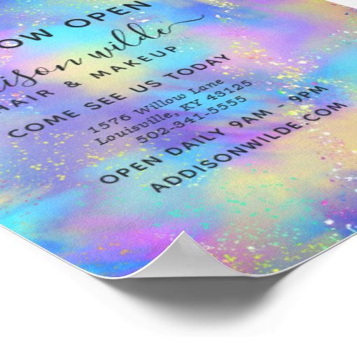 Holographic Sparkle Opal Iridescent Business Poster | Zazzle