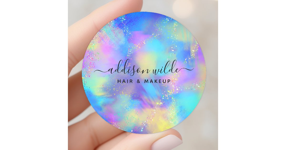 Holographic Sparkle Opal Iridescent Classic Round Sticker | Zazzle