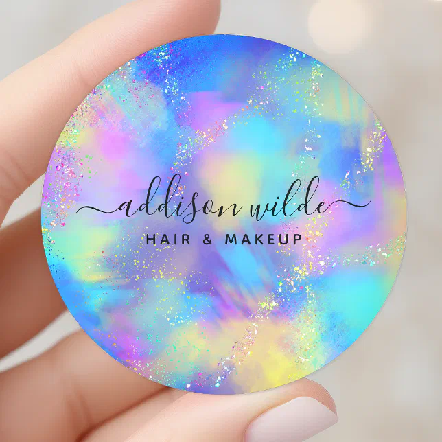 Holographic Sparkle Opal Iridescent Classic Round Sticker | Zazzle