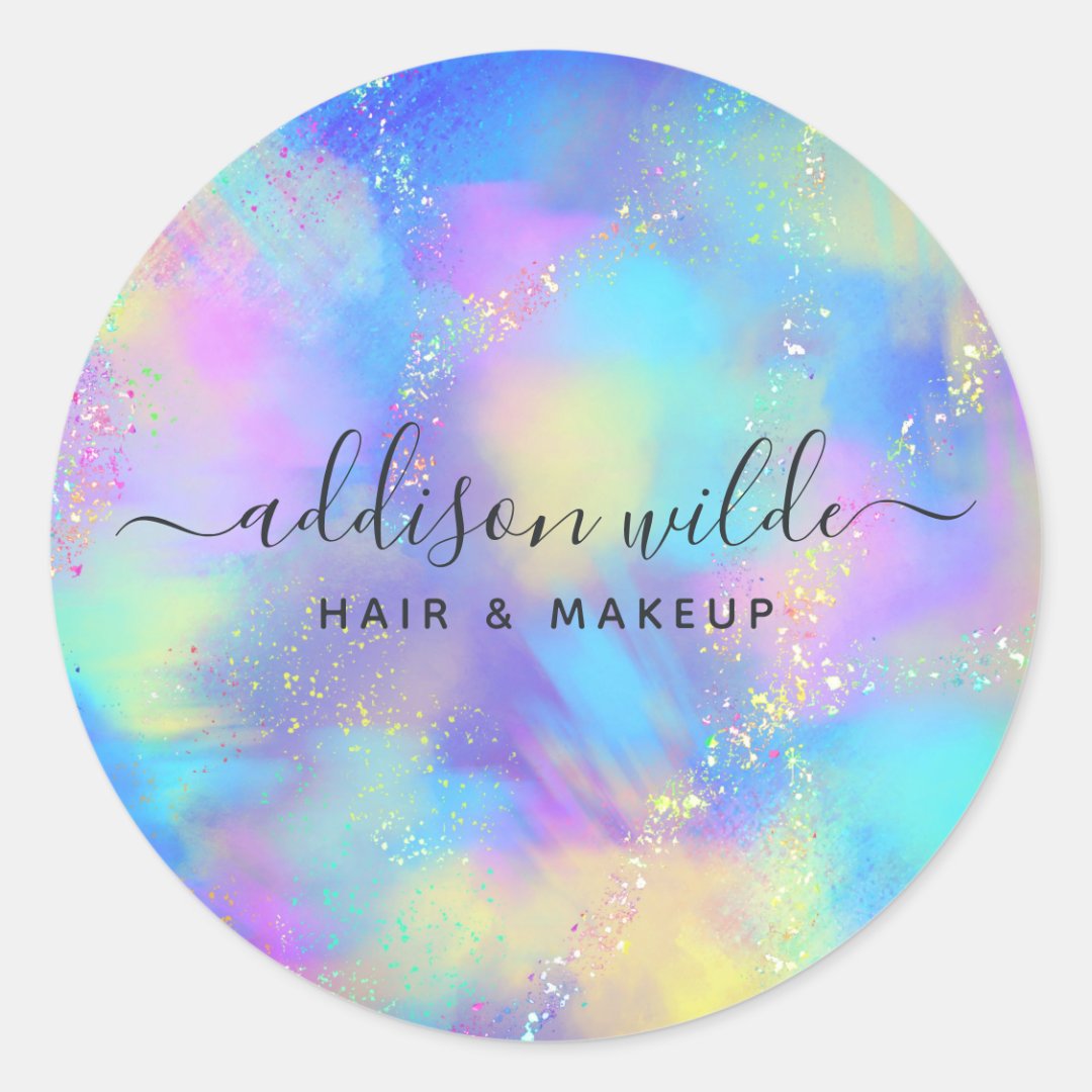 Holographic Sparkle Opal Iridescent Classic Round Sticker | Zazzle