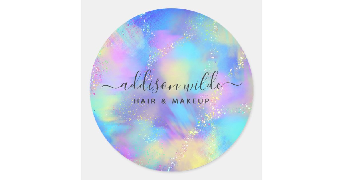 Holographic Sparkle Opal Iridescent Classic Round Sticker | Zazzle