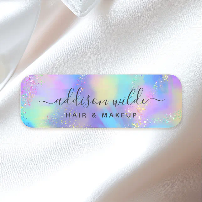 Holographic Sparkle Opal Iridescent Name Tag | Zazzle