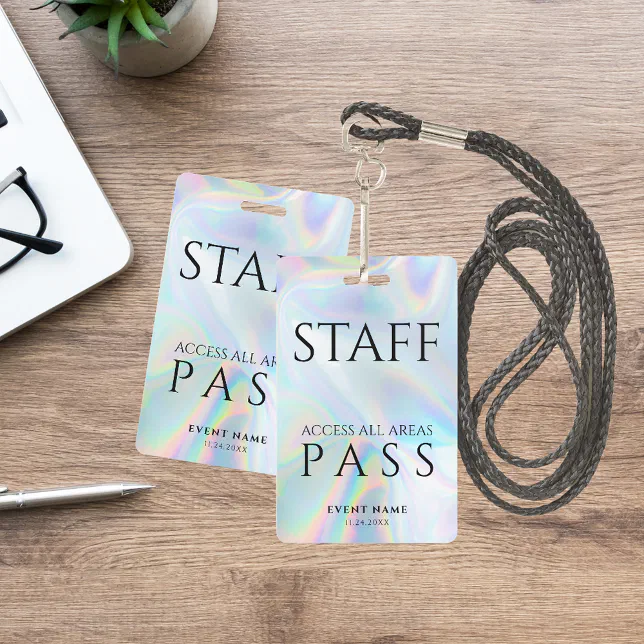 Holographic Staff All Access Pass Event Badge | Zazzle