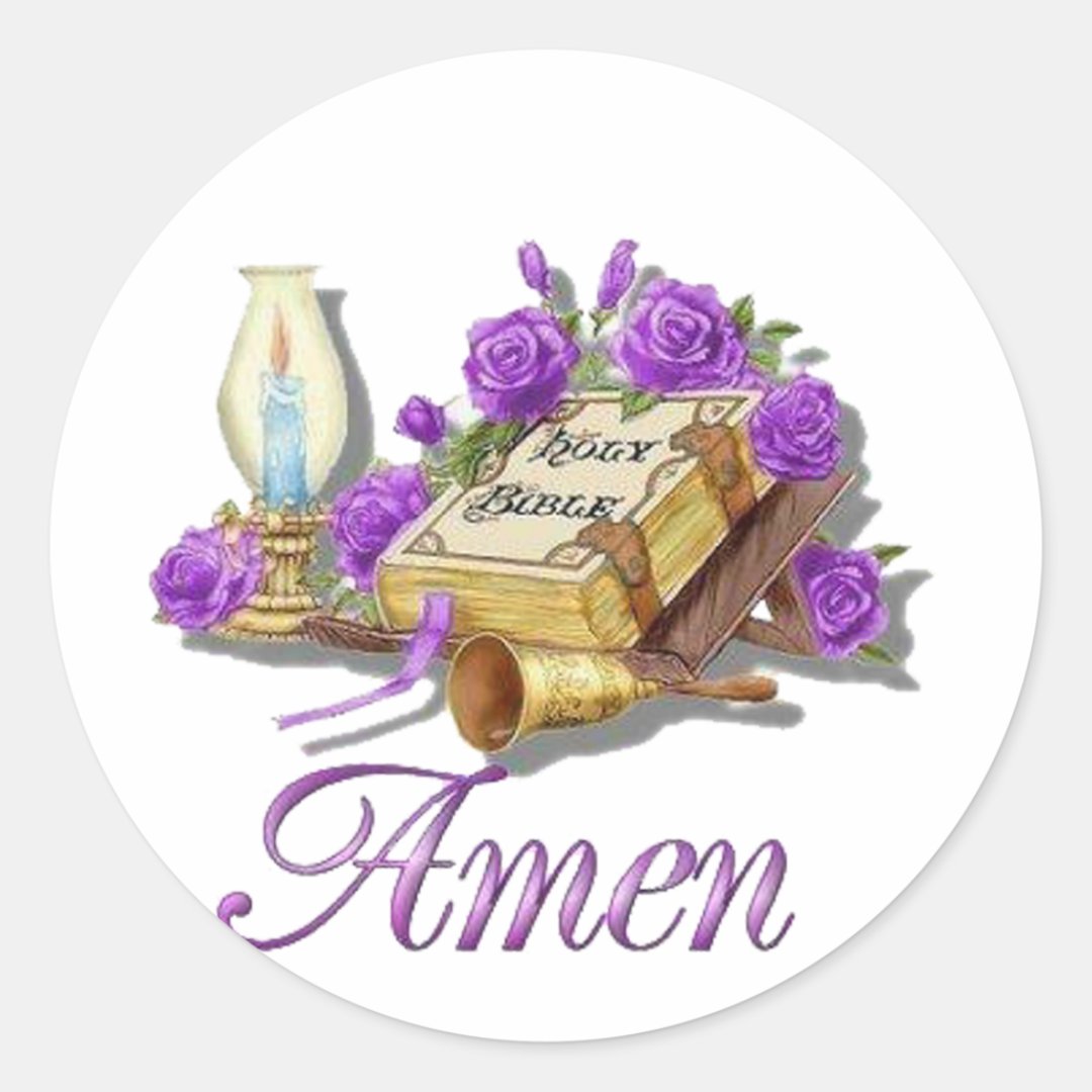 Holy Bible Amen Classic Round Sticker | Zazzle