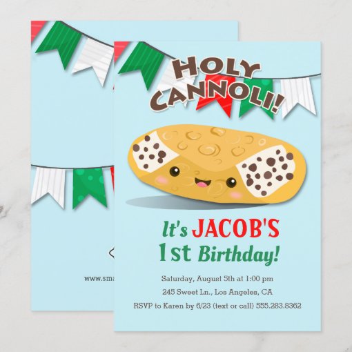 Holy Cannoli! Cute Boy's Birthday Party Invitation | Zazzle