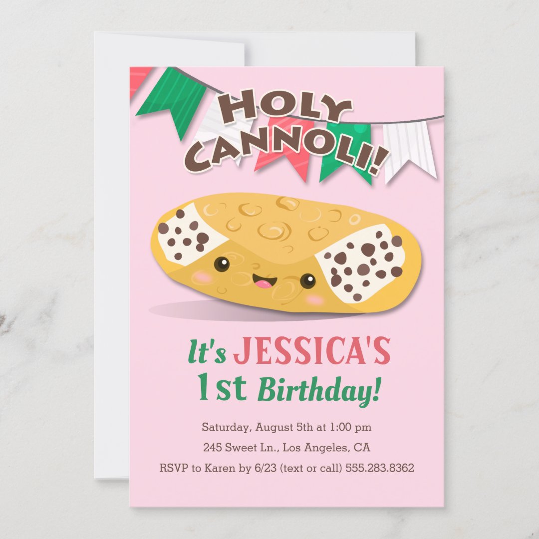 Holy Cannoli! Cute Girl's Birthday Party Invitation | Zazzle