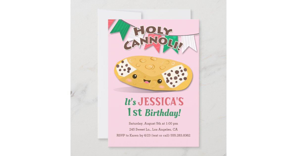 Holy Cannoli! Cute Girl's Birthday Party Invitation | Zazzle