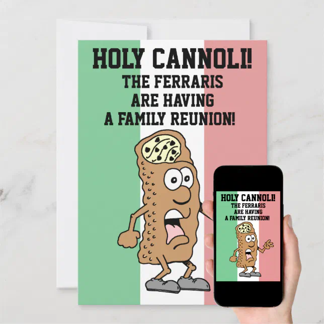 Holy Cannoli Flag of Italy Family Reunion Invitation | Zazzle