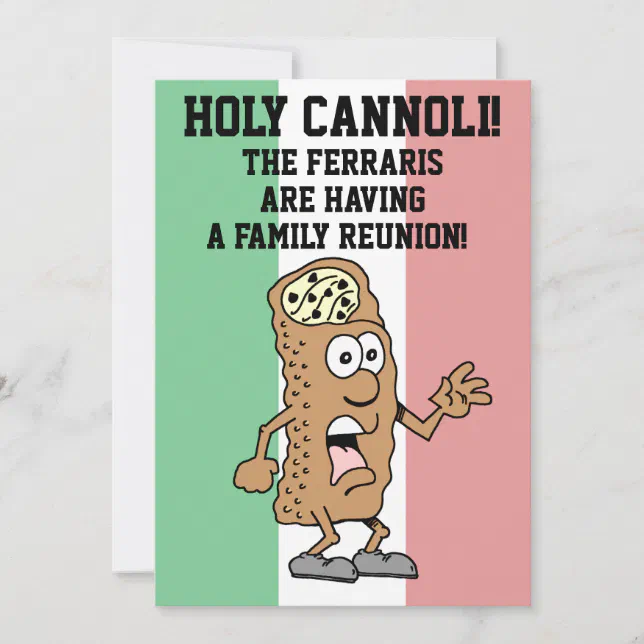 Holy Cannoli Flag of Italy Family Reunion Invitation | Zazzle