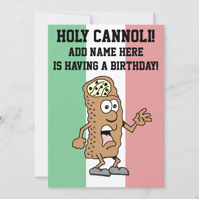 Holy Cannoli Italian Flag of Italy Birthday Invitation | Zazzle