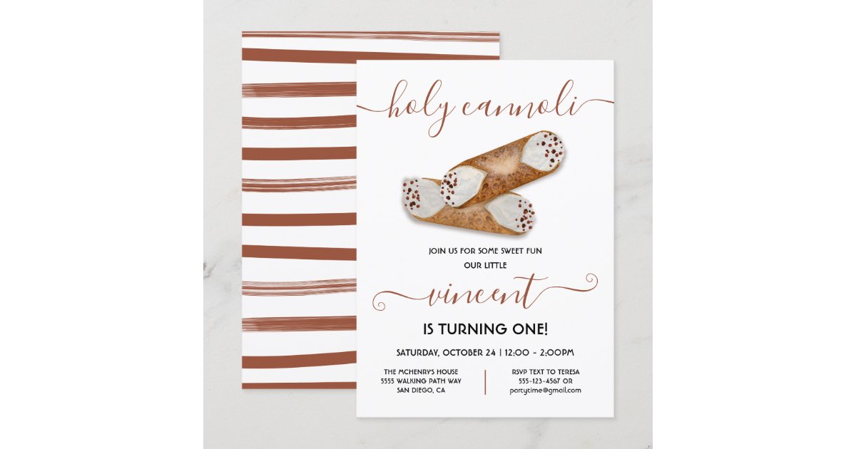 Holy Cannoli Modern Birthday Party Invitation | Zazzle