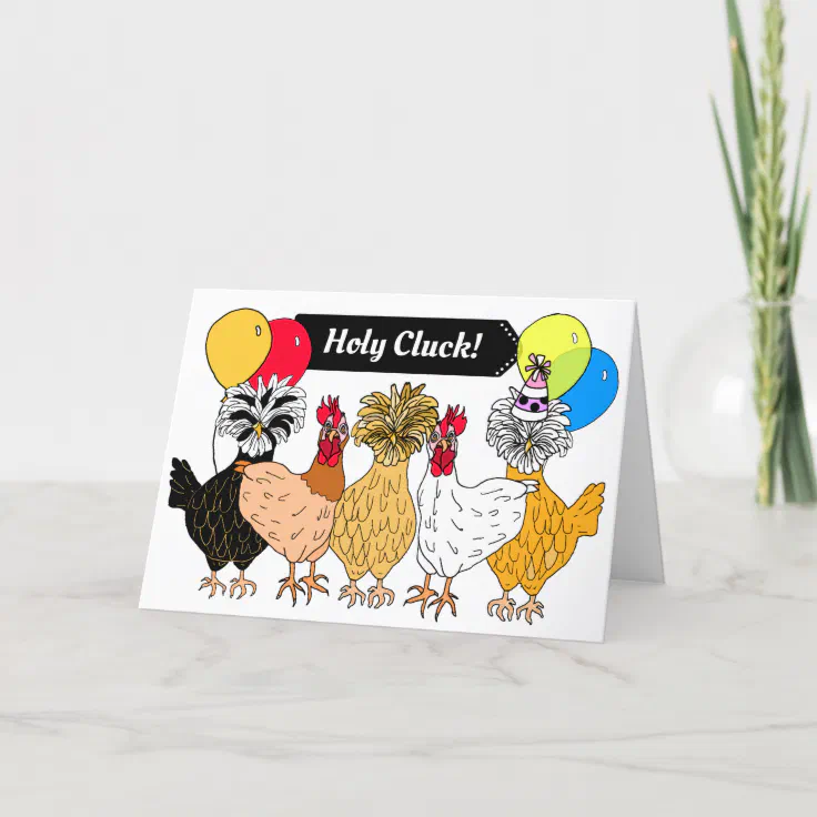 Holy Cluck, Happy Birthday Chicken Puns Card | Zazzle