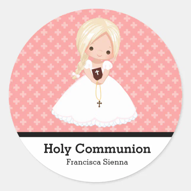 Holy Communion Classic Round Sticker | Zazzle