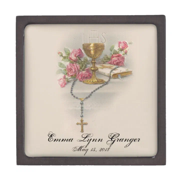 Holy Communion Girl Catholic Traditional Keepsake Keepsake Box | Zazzle